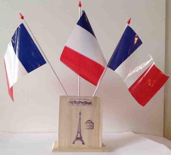 J'aime La Papeterie Décoration pour bureau avec 3 drapeaux français